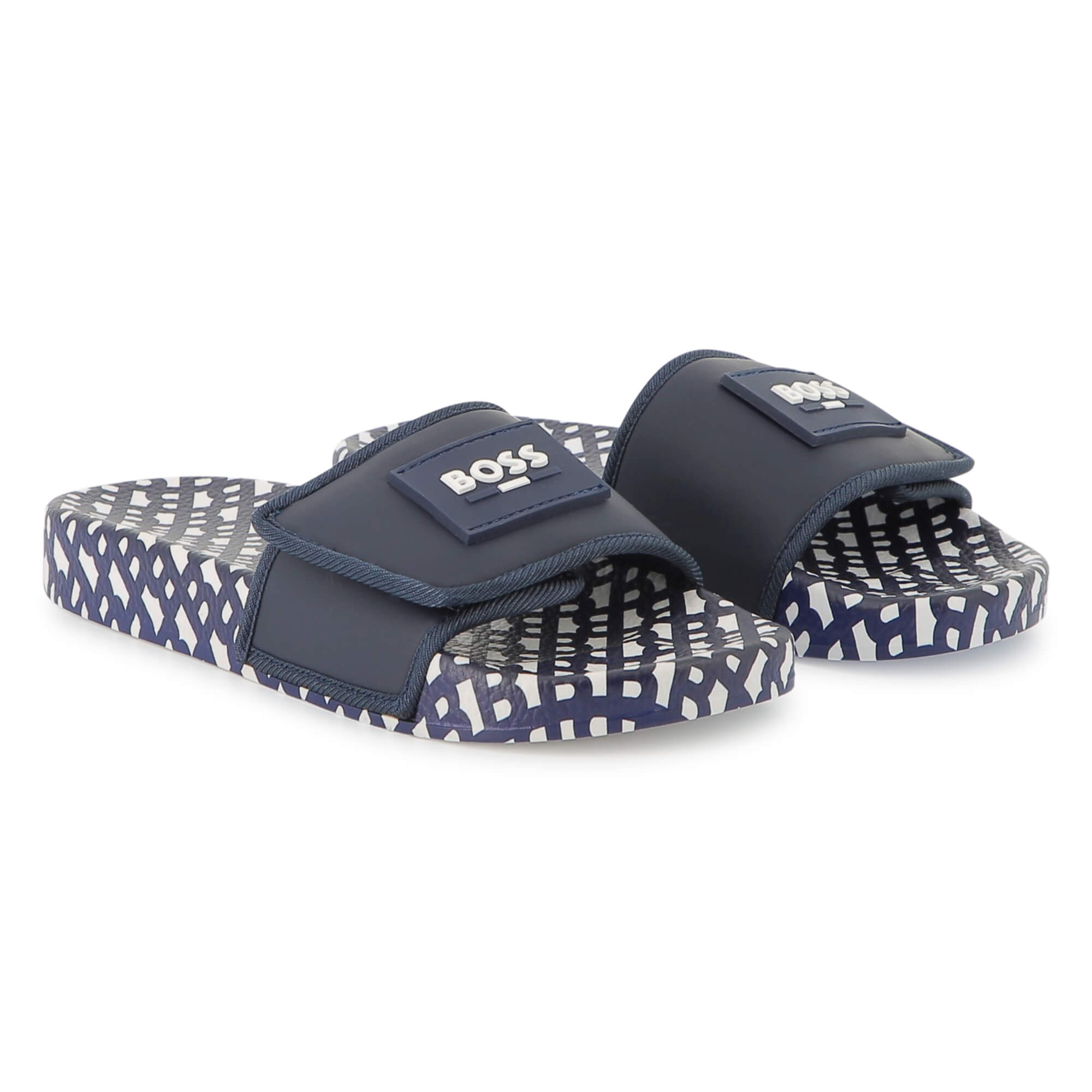 Hugo Boss Double B Navy Slides – Kid Biz